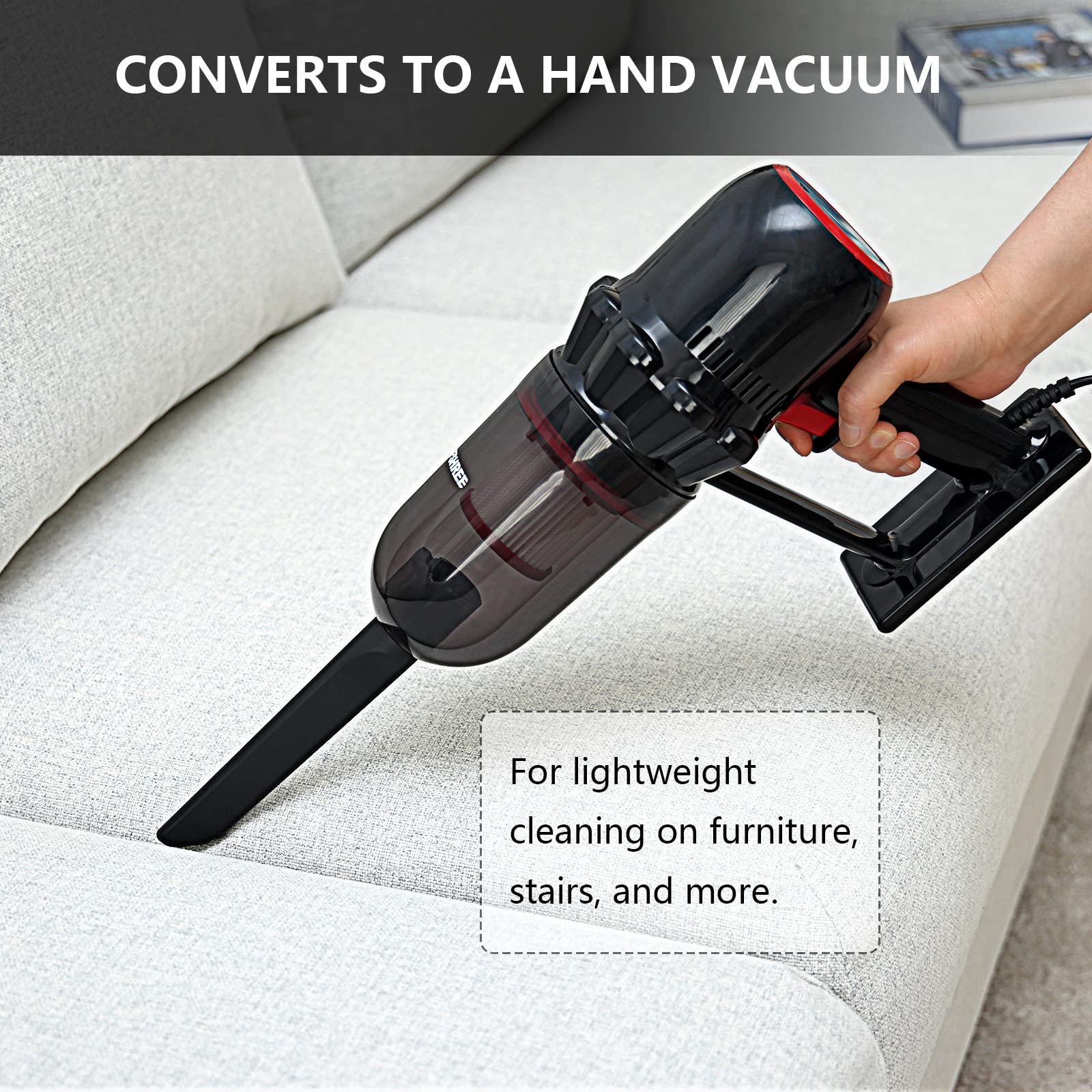 EFSHREE Vacuum Cleaner, 17KPa Powerful Suction with 600W Motor, 4 in 1 Lightweight Handheld Corded Stick Vacuum for Pet Hair Hard Floor and Carpet