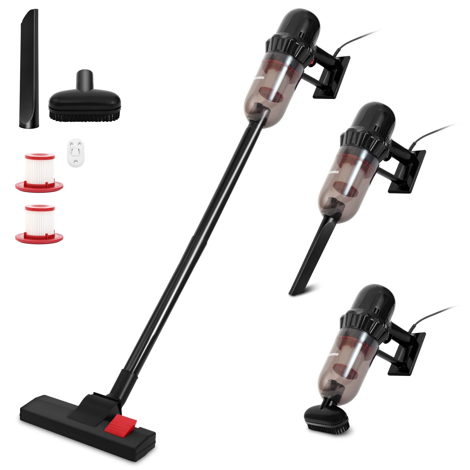 EFSHREE Vacuum Cleaner, 17KPa Powerful Suction with 600W Motor, 4 in 1 Lightweight Handheld Corded Stick Vacuum for Pet Hair Hard Floor and Carpet