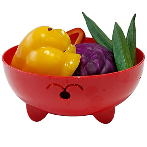NICO SEE WONDER 2000ML/68OZ Microwave Ramen Bowl, Noodle Bowl with Strainer and Handle, Steamer for Cooking Food and Vegetables,Multifunctional Bowl for Cooking, Rinse,Storage. (Red)