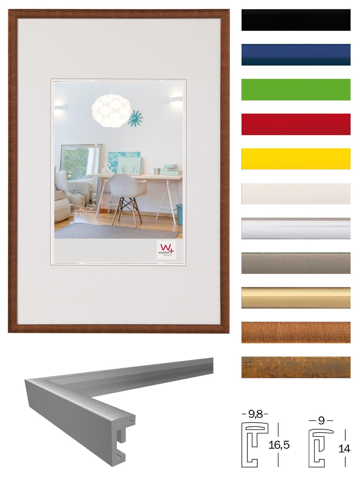 walther design Picture Frame Black 40 x 50 cm New Lifestyle Plastic Frame KV050B