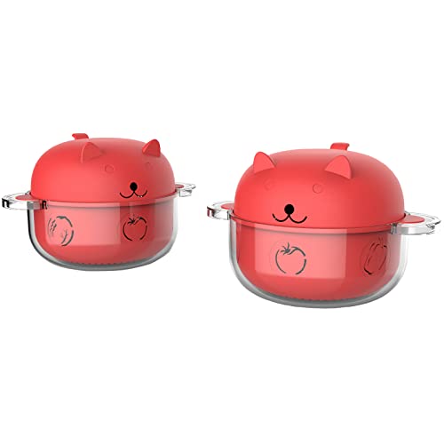 NICO SEE WONDER 2000ML/68OZ Microwave Ramen Bowl, Noodle Bowl with Strainer and Handle, Steamer for Cooking Food and Vegetables,Multifunctional Bowl for Cooking, Rinse,Storage. (Red)