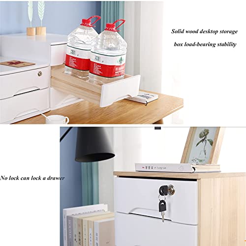 MAARKA Flat File Cabinet Storage, Desktop Drawer Cabinet, Desktop Storage Box with Drawers - Lockable File Cabinet, Solid Wood Storage Box, Home Office Desk Drawer Cabinet (Size : 2 Layer)