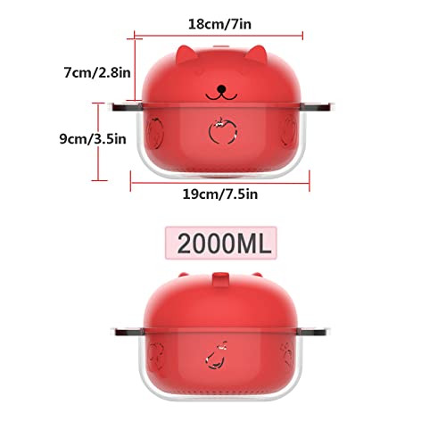 NICO SEE WONDER 2000ML/68OZ Microwave Ramen Bowl, Noodle Bowl with Strainer and Handle, Steamer for Cooking Food and Vegetables,Multifunctional Bowl for Cooking, Rinse,Storage. (Red)