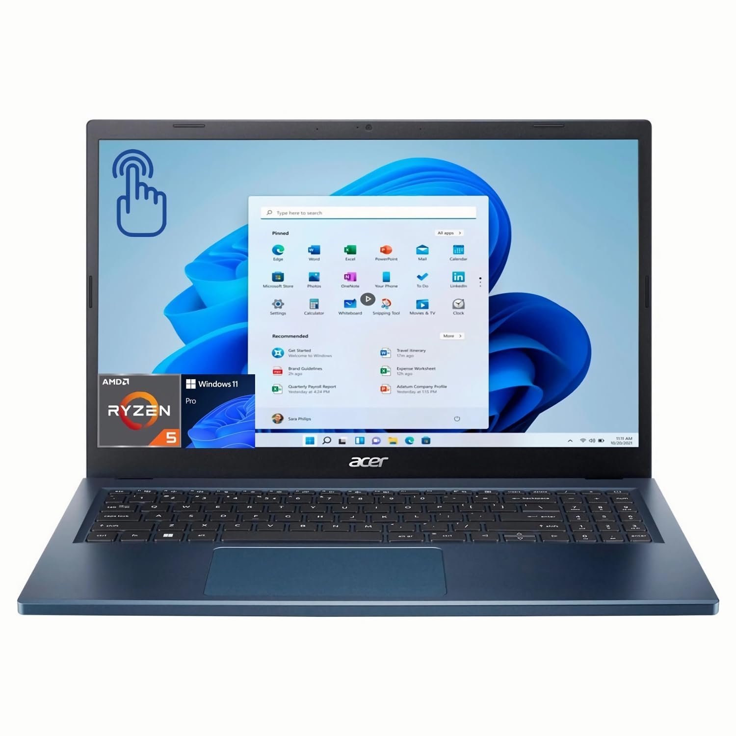 acer Aspire 3 Thin & Light Touch Laptop, 15.6" FHD IPS Touchscreen Display, AMD 4-Core Ryzen 5 7520U (Beat i7-1160G7), 8GB RAM, 512GB PCIe SSD, WiFi 6, Webcam, Keypad, HDMI, Steam Blue, Win 11 Pro