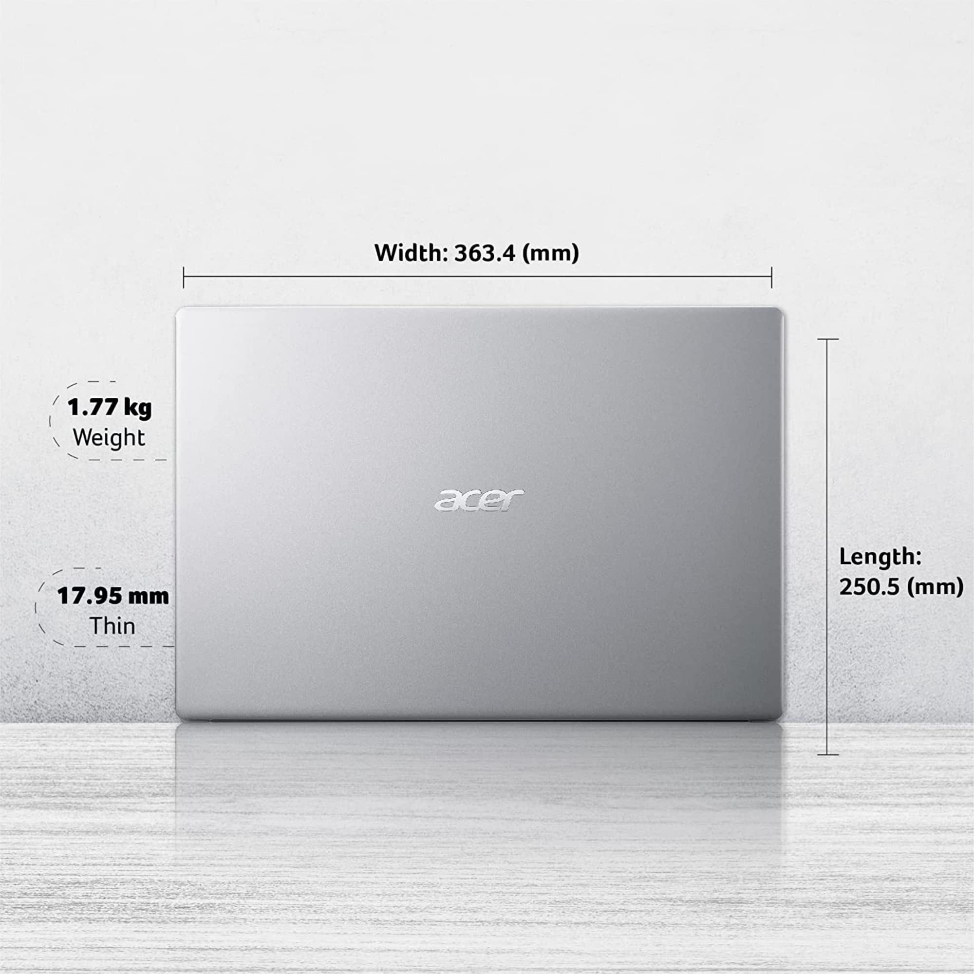 acer Aspire 5 Slim Essential Laptop, 15.6" Full HD IPS Display, 12GB RAM, 1TB SSD, Intel Dual-Core i3 Processor Up to 4.1 GHz, HDMI, Windows 11 S