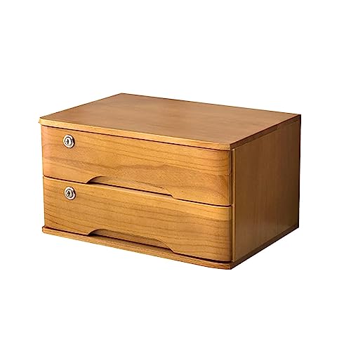 MAARKA Flat File Cabinet Storage, Desktop Drawer Cabinet, Desktop Storage Box with Drawers - Lockable File Cabinet, Solid Wood Storage Box, Home Office Desk Drawer Cabinet (Size : 2 Layer)