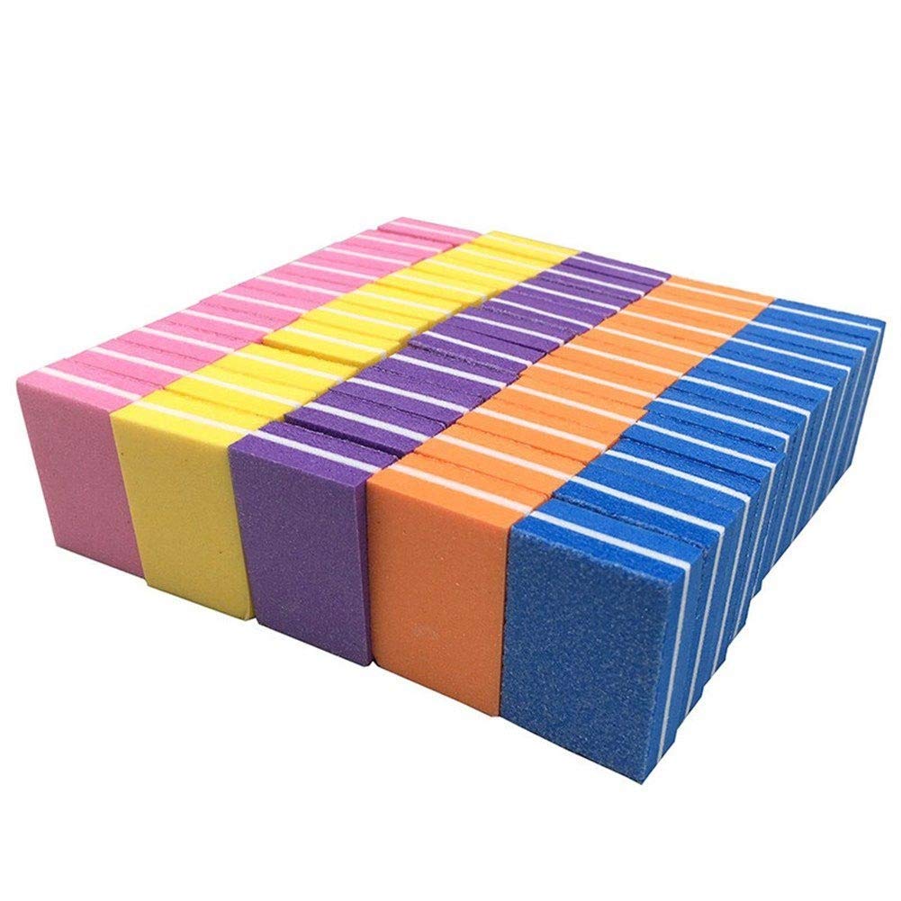 20pcs/lot Double-sided Mini Nail File Blocks Colorful Sponge Nail Polish Tool Washable Emery Board Professional Manicure Set Nail Care (Color : Purple)