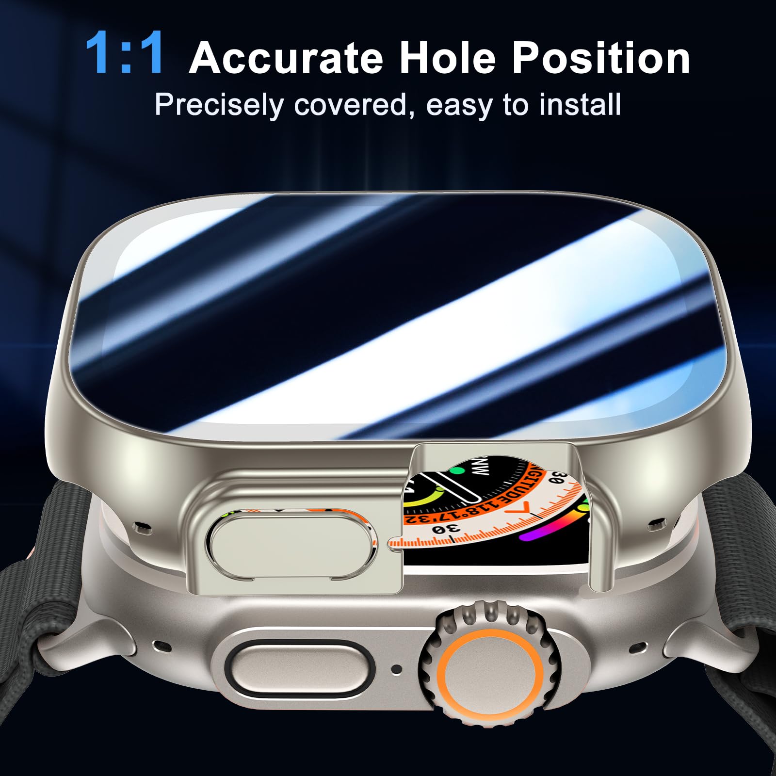 Uyiton 2 Pack for Apple Watch Ultra Privacy Screen Protector Case 49mm, [28Privacy Angle][Touch Sensitive][Not Easy to Break] Tempered Glass Bumper Cover iWatch Ultra Accessories
