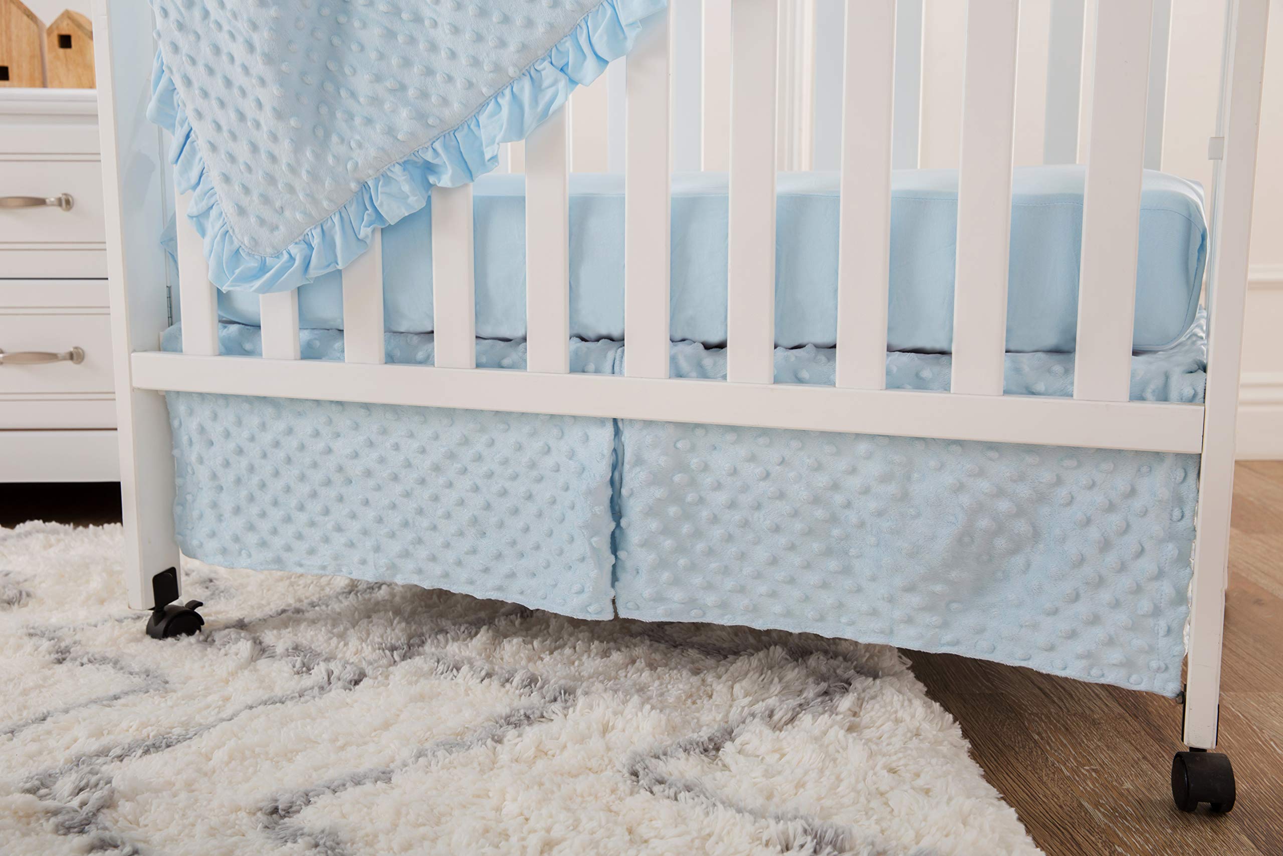 American Baby Company Heavenly Soft Minky Dot 3-Piece Mini/Portable Crib Bedding Set, Blue, for Boys and Girls