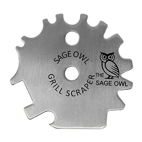 Sage Owl BBQ Grill Scraper Tool - Gadgets for Women - Dishwasher Safe Bristle Free BBQ Grill Brush Alternative - Mens Stocking Stuffer Ideas