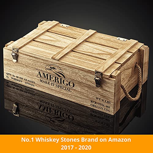 πππ¦π§ ππππ§: Gifts for Men Dad - Whiskey Glasses Set of 2 - Crystal Rocks Glass with 6 Stainless Steel Chilling Stones - Bourbon Glasses Gift Set - Old Fashioned Lowball Heavy Scotch Glasses