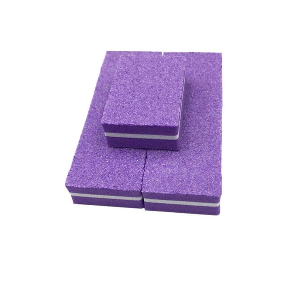 20pcs/lot Double-sided Mini Nail File Blocks Colorful Sponge Nail Polish Tool Washable Emery Board Professional Manicure Set Nail Care (Color : Purple)
