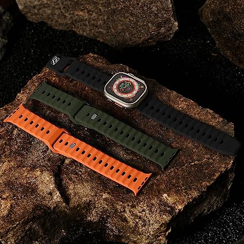 Suitisbest Sport Bands 3-Pack Compatible with Apple Watch Ultra 49mm, 45mm, 44mm for Men - Waterproof Silicone Bands with Anti-Scratch, Sweat-Wicking Properties