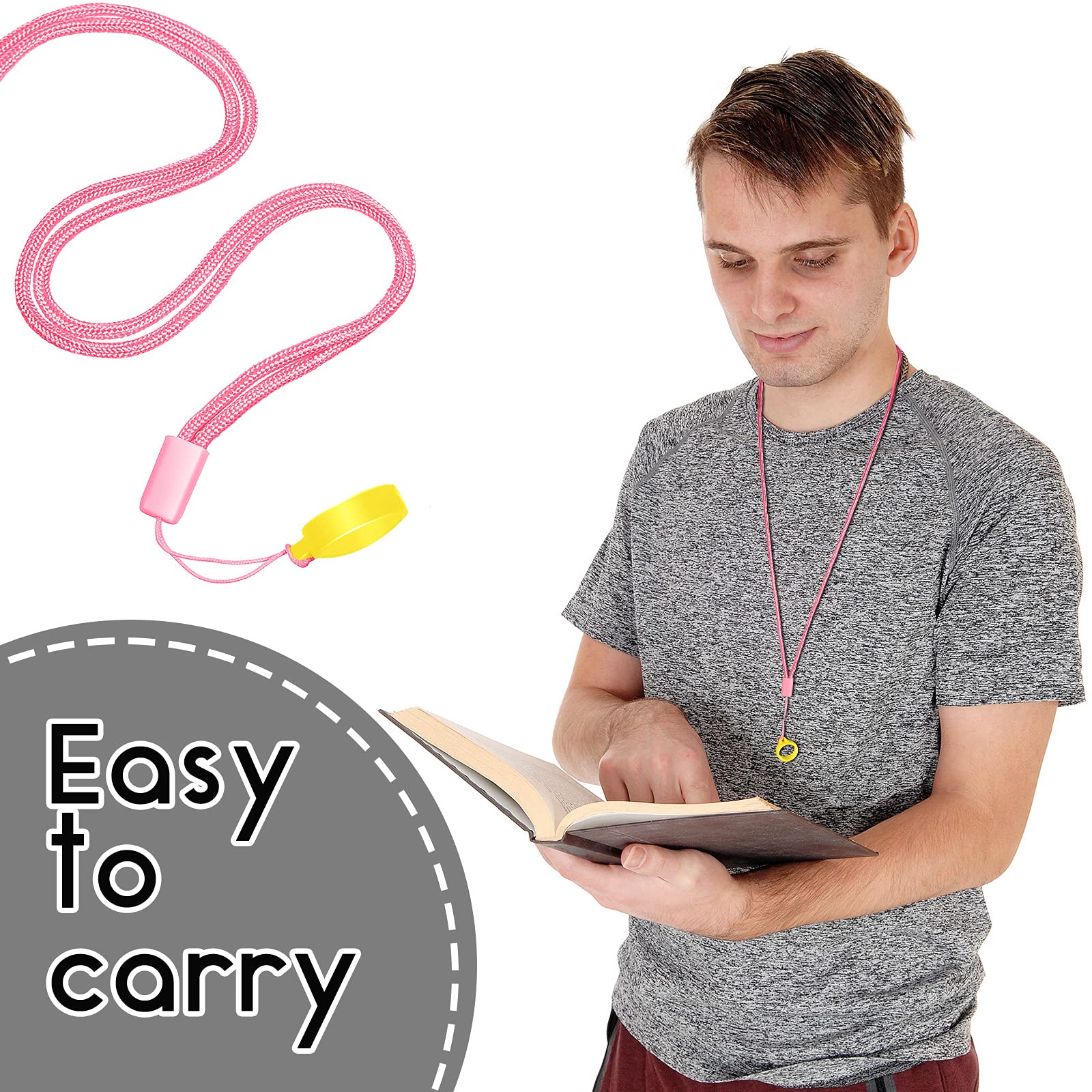 2 Anti-Lost Necklace Lanyard with 12 Pieces Anti-Lost Silicone Rubber Ring Pen Silicone Lanyard Holder (Adorable Style)