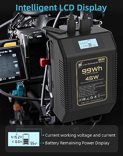 LL LALEADER V Mount Battery 99Wh 6700mAh 14.8V V-Lock Rechargeable Battery 45W PD USB C Fast Charging with BP D-TAP USB-A Multi Outputs for Camera Camcorder Monitor Video Light (99Wh)