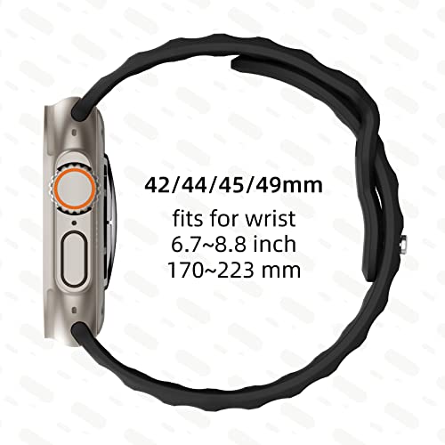 Suitisbest Sport Bands 3-Pack Compatible with Apple Watch Ultra 49mm, 45mm, 44mm for Men - Waterproof Silicone Bands with Anti-Scratch, Sweat-Wicking Properties