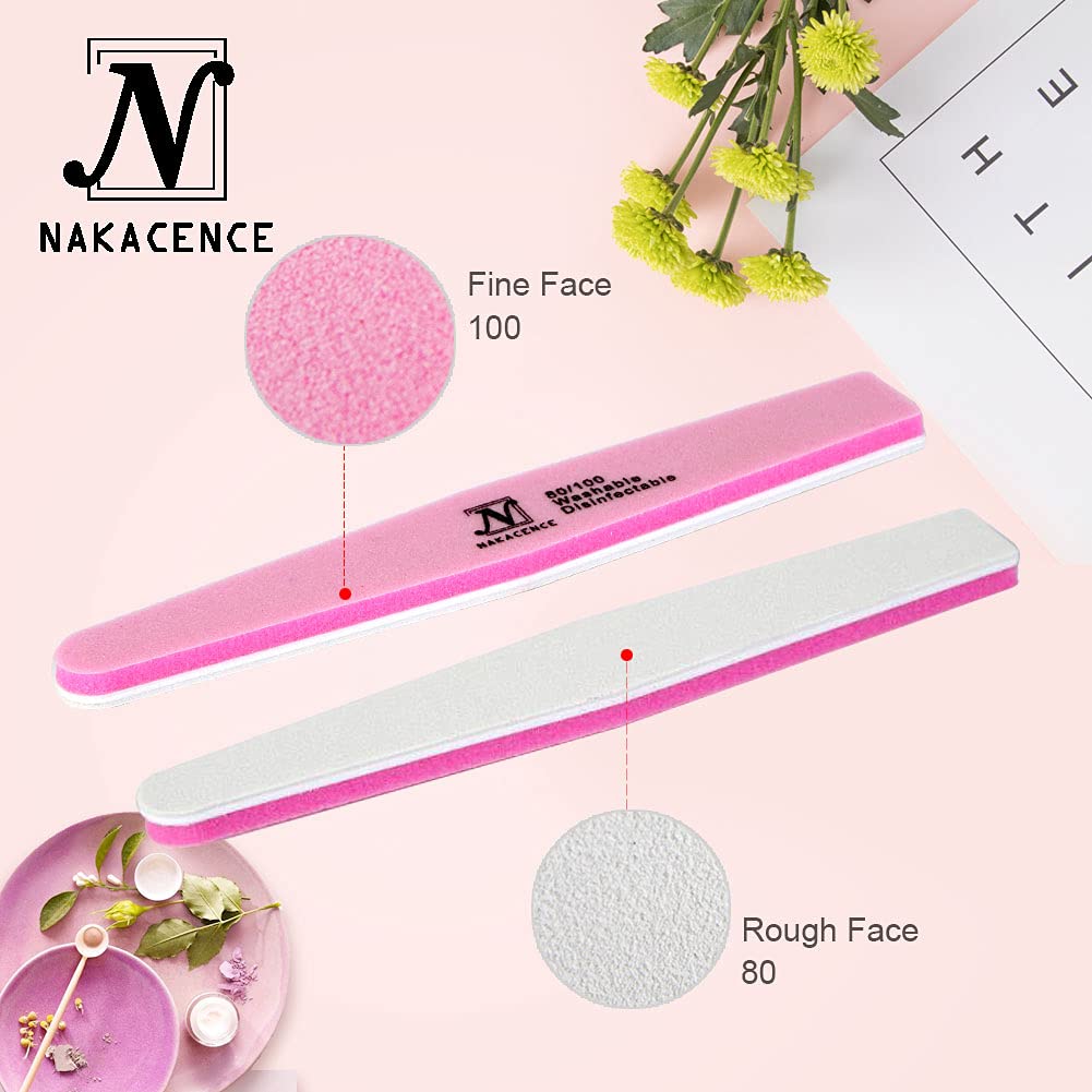 Sponge Nail File and Buffer for Nail Art Care Double Sides - Sponge and Emery Boards Professional Nail File Designed in 80/100 Grit Manicure Nail Tools Pack of 6Pcs Color Pink