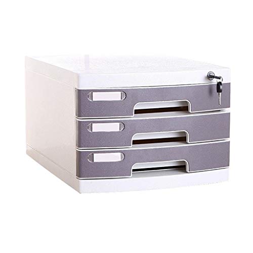 Flat File Cabinet Office Drawer Storage Box Desktop Plastic A4 Archive Cabinet Lockable Organizer Confidentiality (Size : 3-Layers) ()