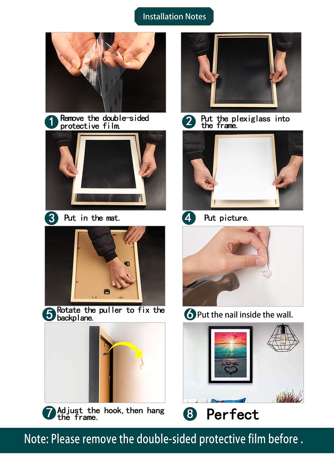WKDP 16x20 Diamond Painting Frame 40x50cm Diamond Art frames, Display Pictures16x20inch / 40x50cm Without Mat or 14x18inch / 35x45cm With Mat, Solid Wood Frame Black (FK005)