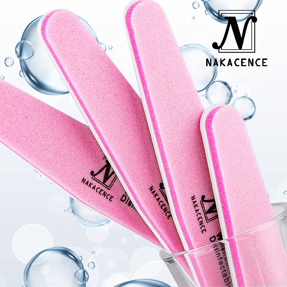 Sponge Nail File and Buffer for Nail Art Care Double Sides - Sponge and Emery Boards Professional Nail File Designed in 80/100 Grit Manicure Nail Tools Pack of 6Pcs Color Pink