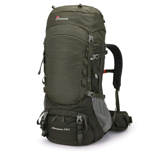 MOUNTAINTOP 55L Hiking Internal Frame Backpack Backpacking for Men with Rain Cover