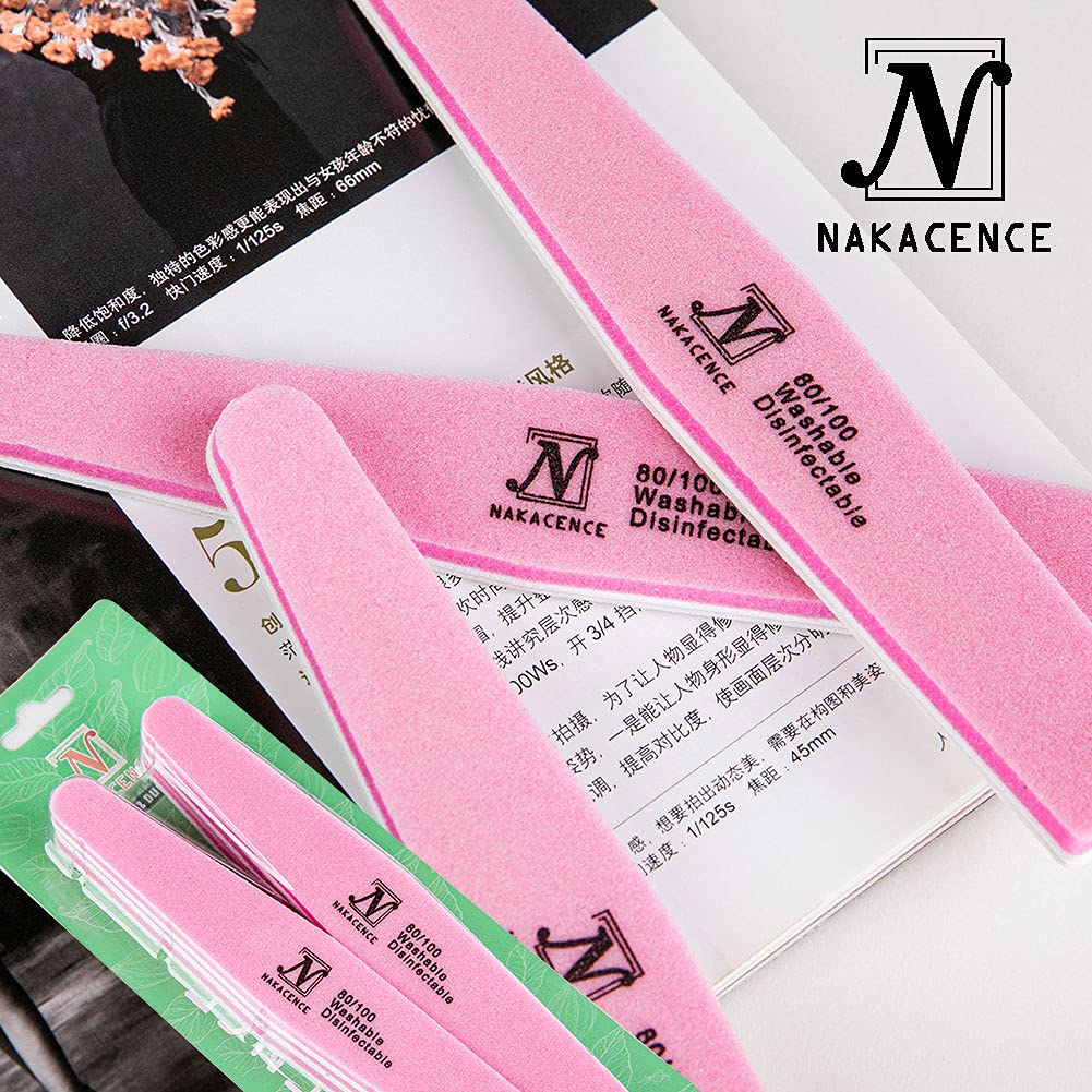 Sponge Nail File and Buffer for Nail Art Care Double Sides - Sponge and Emery Boards Professional Nail File Designed in 80/100 Grit Manicure Nail Tools Pack of 6Pcs Color Pink