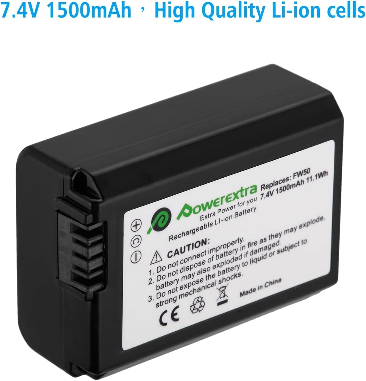 Powerextra 2 Pack Replacement NP-FW50 Battery Compatible with Sony ZV-E10,Alpha A6000, A6500, A6300, A7, A7II, A7SII, A7S, A7S2, A7R, A7R2, A7RII, A55, A5100, RX10, RX10II Digital Camera