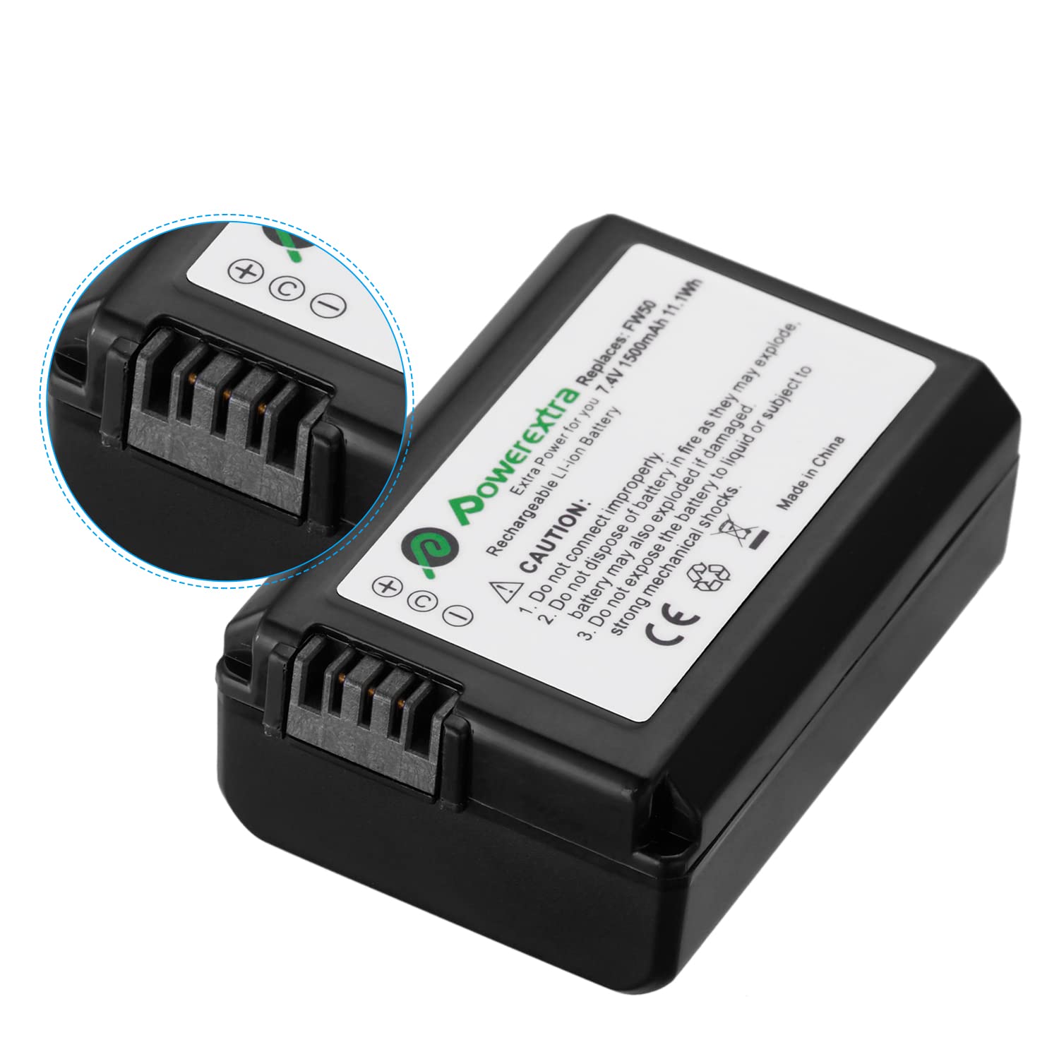 Powerextra 2 Pack Replacement NP-FW50 Battery Compatible with Sony ZV-E10,Alpha A6000, A6500, A6300, A7, A7II, A7SII, A7S, A7S2, A7R, A7R2, A7RII, A55, A5100, RX10, RX10II Digital Camera