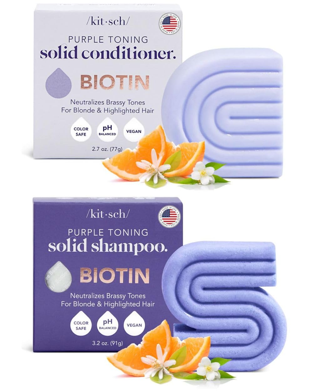 Kitsch Purple Conditioner and Shampoo Bar for Blonde Tresses