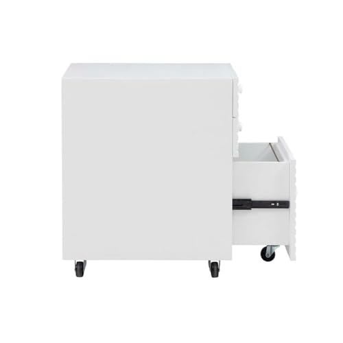 Linon Sway Wood File Cabinet with 3 Drawers Rolling Castors in Pure White