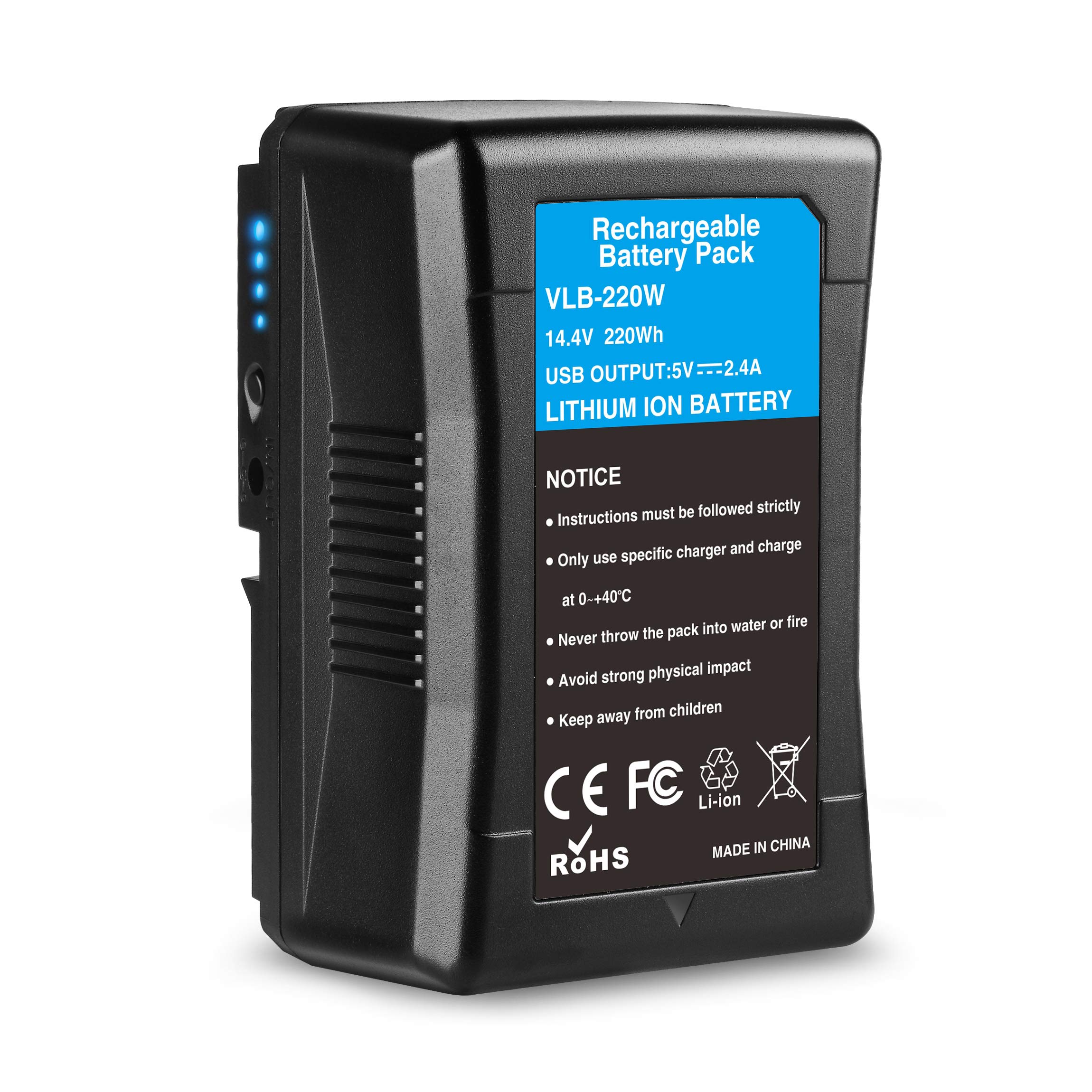 KUNLUN 220Wh 15000mAh V Mount Battery/Dtap Battery with D-TAP DC USB Ports V Lock Battery for Sony Video Cameras Camcorders Broadcast LED Lights Monitors Replacement Brick for DSLR