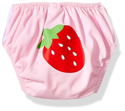 Kiko & Max Girls' Absorbant Reusable Swim Diaper, Strawberries (Pink), Small