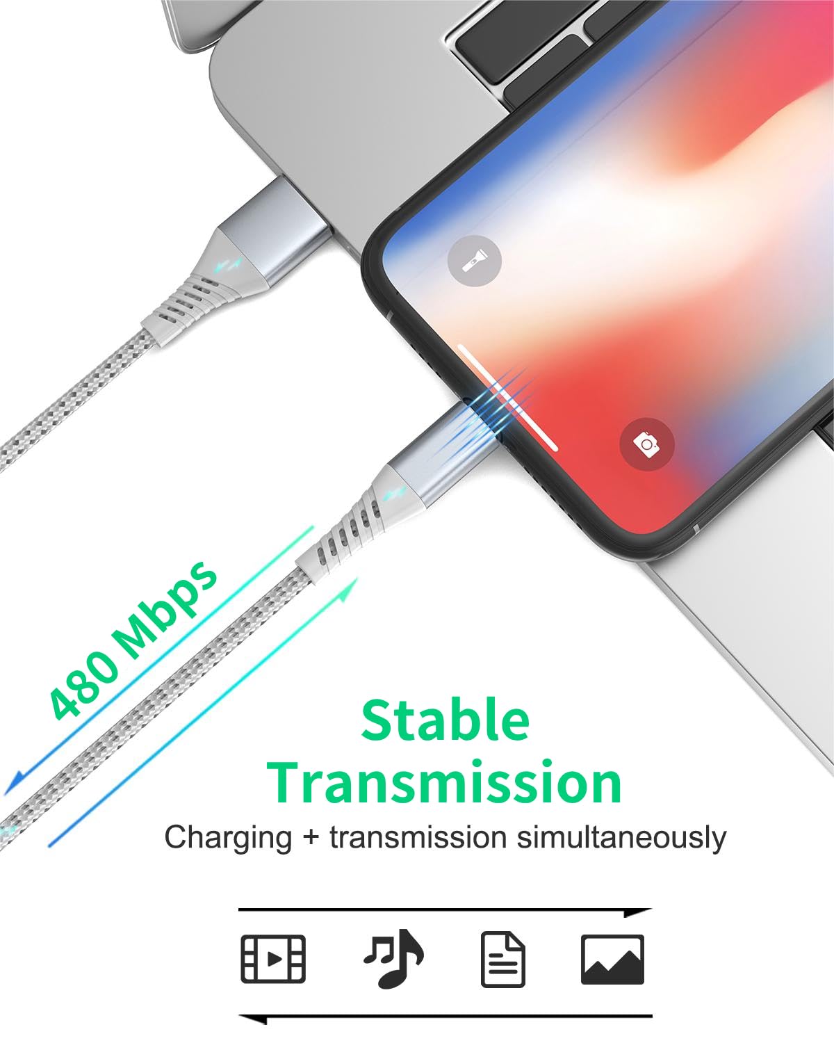 2 FT iPhone Charging Cable (3Pack, Braided) USB A to Lightning Cable 2FT iPhone Charger Cord for Car 2 Foot Short Lightning Cable for Apple iPhone 14 13 12 11 Pro Max Mini 10 8 7 Plus XR XS, AirPods