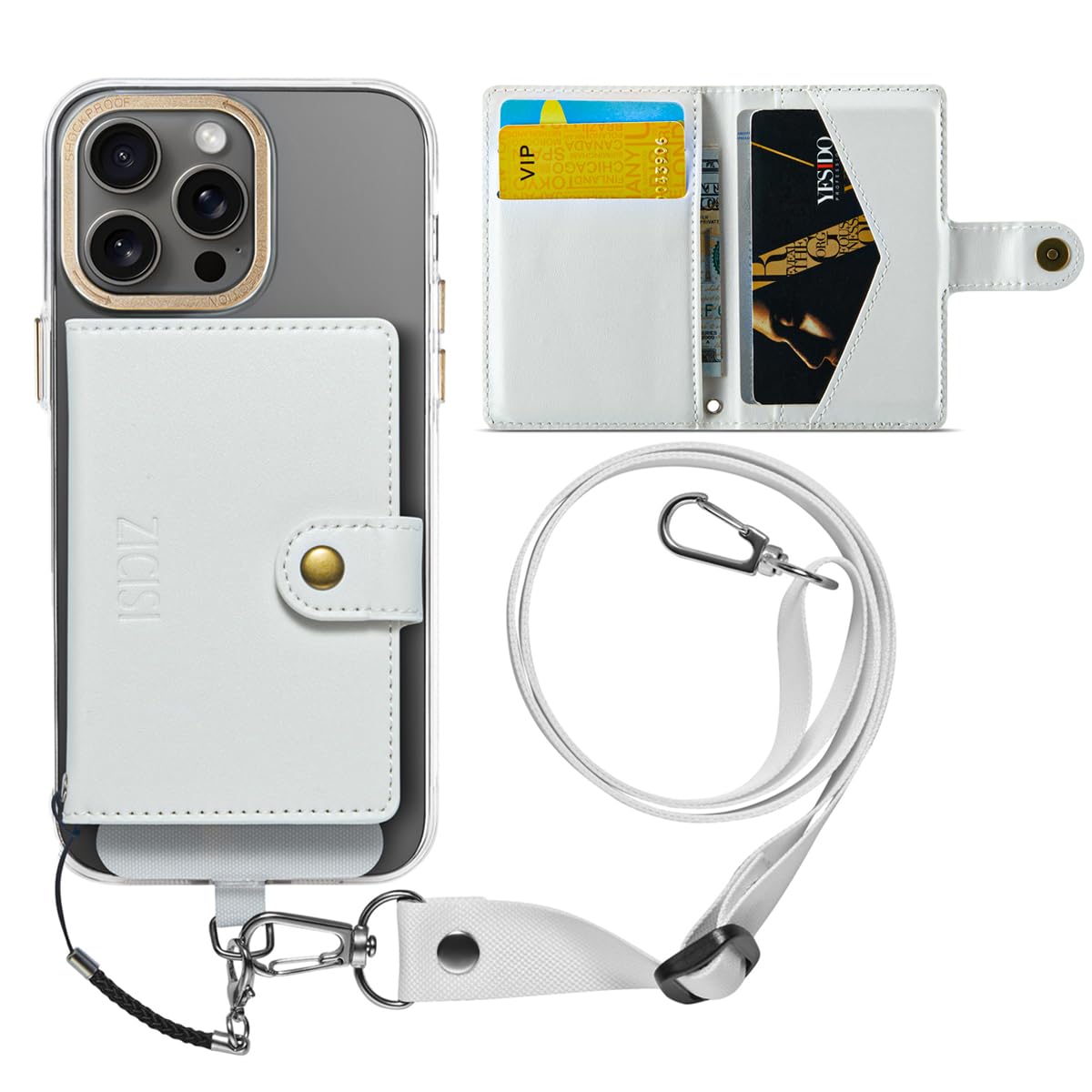ZICISI Magnetic Credit Card Holder,Compatible with Magsafe Wallet Apple for iPhone 16 15 14 13 12 pro max/Mini/Plus,Anti-Loss & PU Leather & RFID Blocking,White