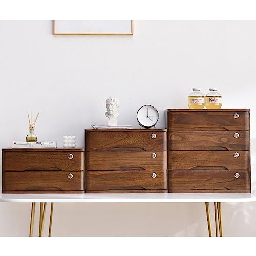 JAEFIT Solid Wood Storage Box - Flat File Cabinet, Wooden Desktop Storage Box with Lockable Drawers, Office Supplies A4/Receipt File Organizer (Size : 4 Layer)