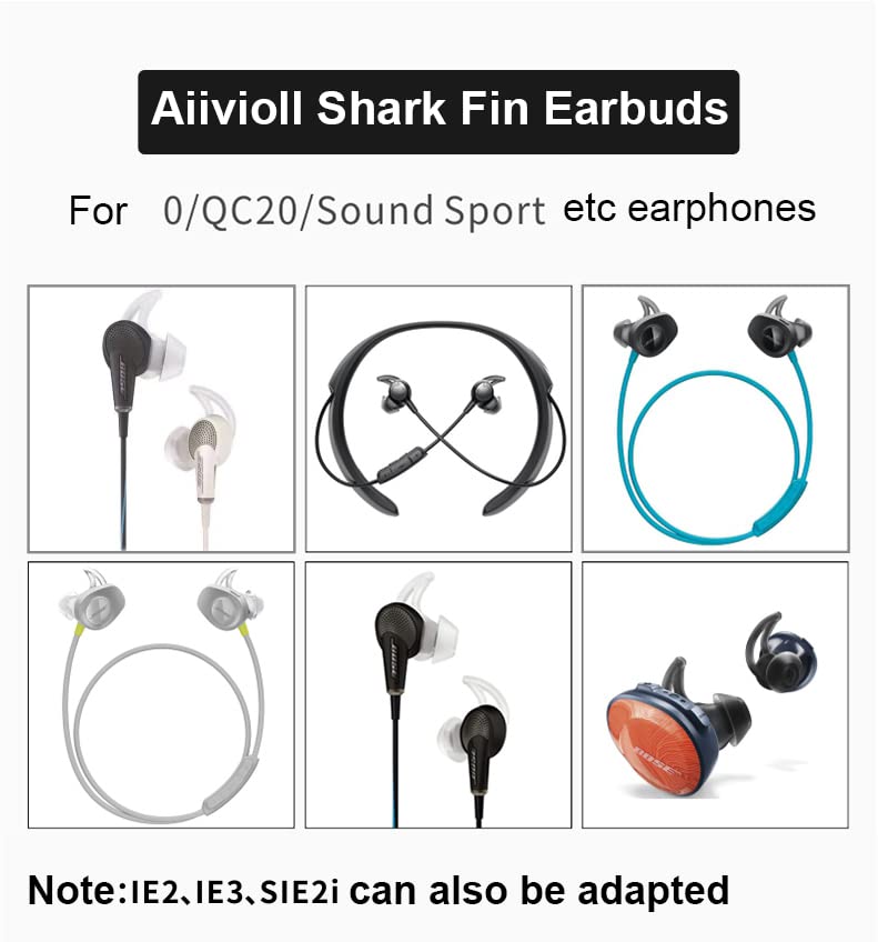 QC20 Replacement Noise Cancelling Double Flange Silicone Earbuds Compatible for Bose QuietControl 30 QC20 QC20i QC30 Soundsport Free SIE2 IE2 IE3 Wireless Headphones(White)