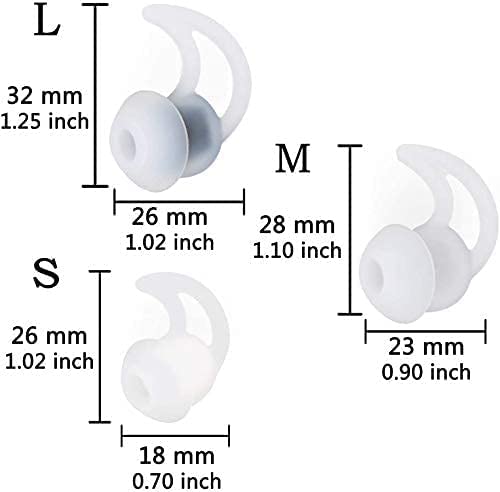 QC20 Replacement Noise Cancelling Double Flange Silicone Earbuds Compatible for Bose QuietControl 30 QC20 QC20i QC30 Soundsport Free SIE2 IE2 IE3 Wireless Headphones(White)