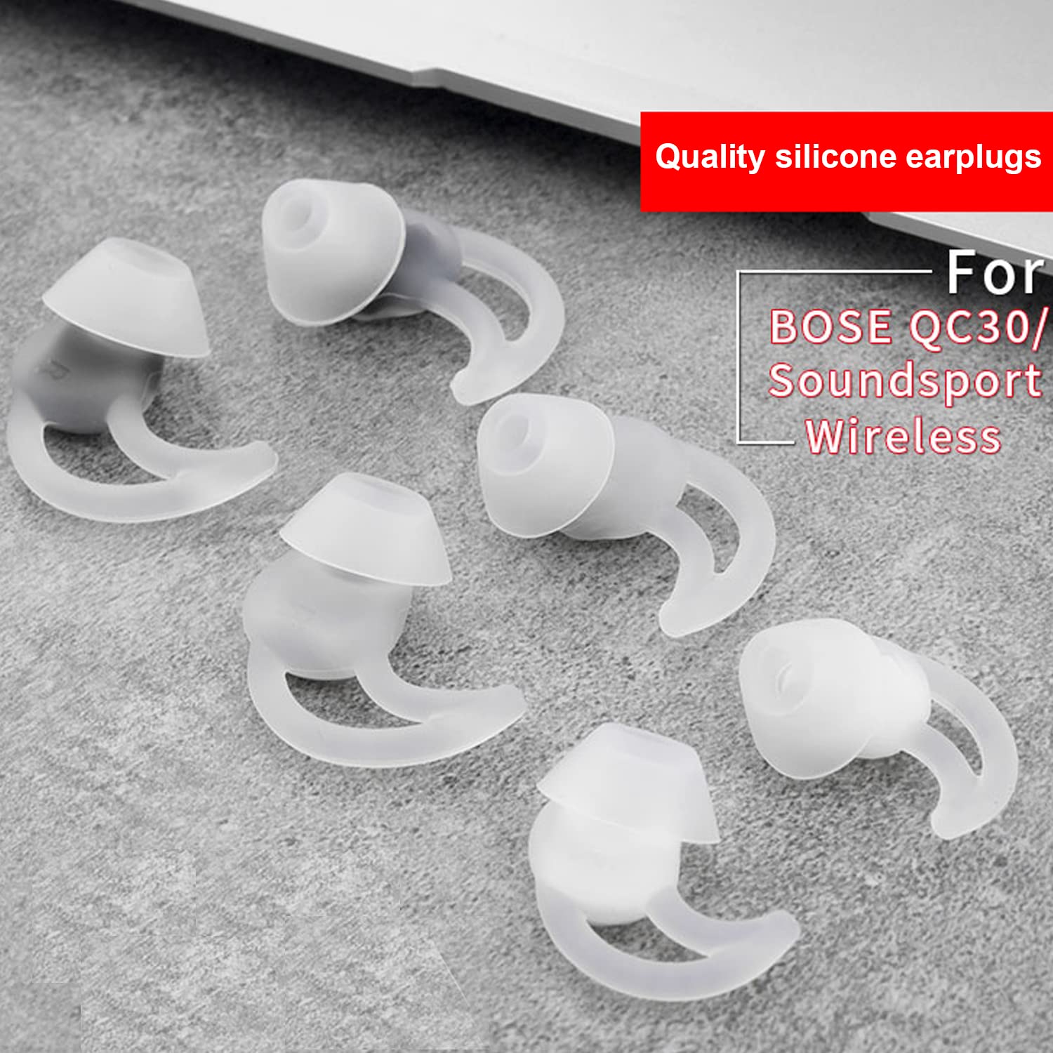 QC20 Replacement Noise Cancelling Double Flange Silicone Earbuds Compatible for Bose QuietControl 30 QC20 QC20i QC30 Soundsport Free SIE2 IE2 IE3 Wireless Headphones(White)