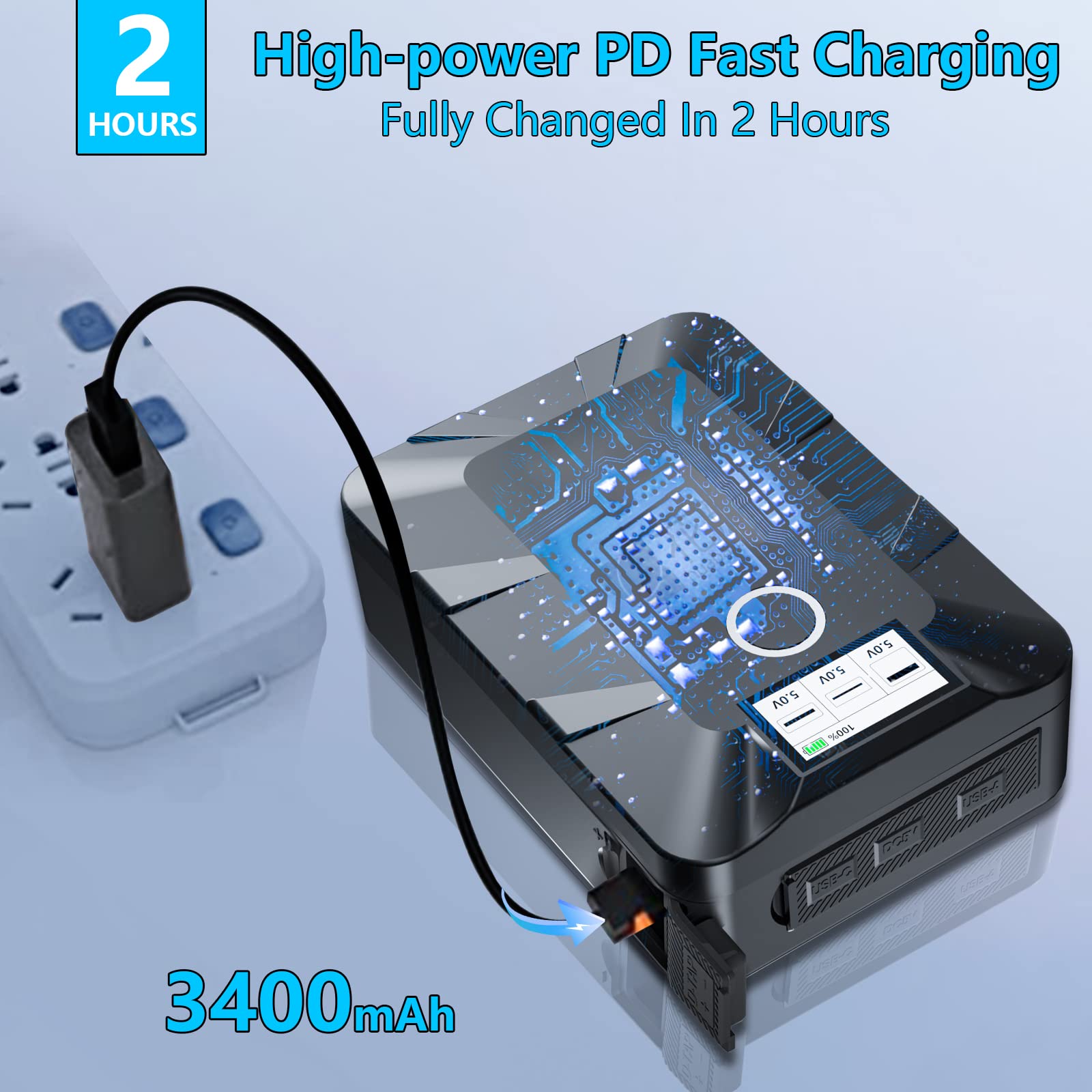 Artman V Mount Battery,14.8V 3400mAh (50Wh) Mini V-Mount Battery with OLED Screen 45W PD USB-C Fast Charging D-TAP USB-A DC Ports, V Lock Battery for Cameras Camcorders Large LED Light Monitors