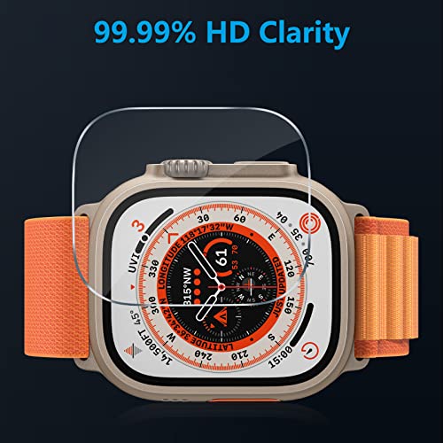 Hierusre [3 Pack] Screen Protector for Apple Watch Ultra 2/Ultra 49mm, Tempered Glass Protector Screen for iWatch Ultra 2/Ultra, Scratch Resistant, HD Clear, Touch Sensitive, Bubble Free