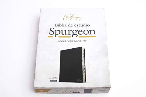 RVR 1960 Biblia de estudio Spurgeon, negro piel genuina con índice (Spanish Edition)