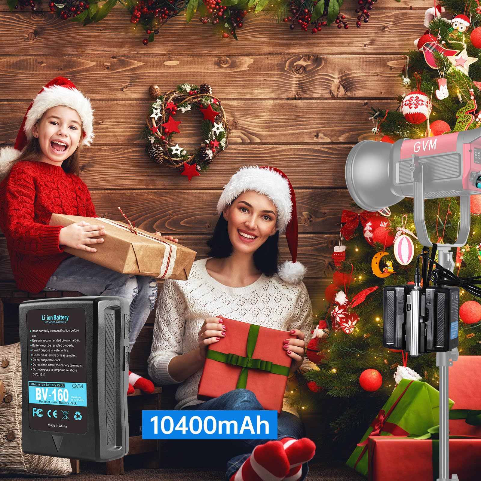 GVM V-Mount Battery with D-Tap and DC Outputs,160WH(10400mAh) V Mount Battery Compatible Video Camera Camcorder Broadcast with D-Tap and DC Outputs USB Ports