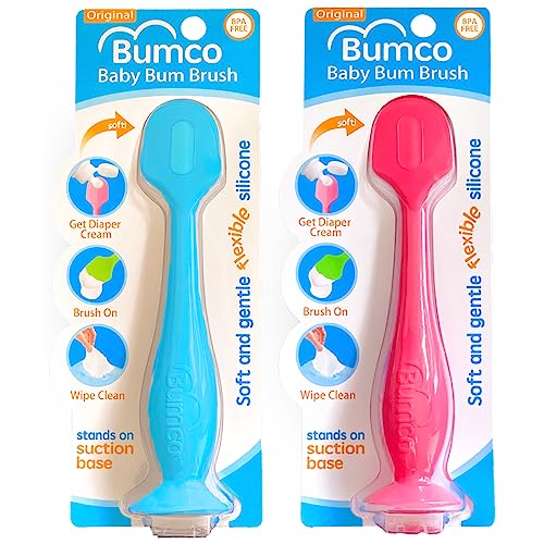 Bumco Diaper Cream Spatula (2-Pack) - BPA-Free Diaper Bag Essentials, Soft & Flexible Butt Spatula Baby, Mom-Invented Butt Paste Spatula, Diaper Cream Applicator, Bumco Baby Bum Brush, Diaper Spatula