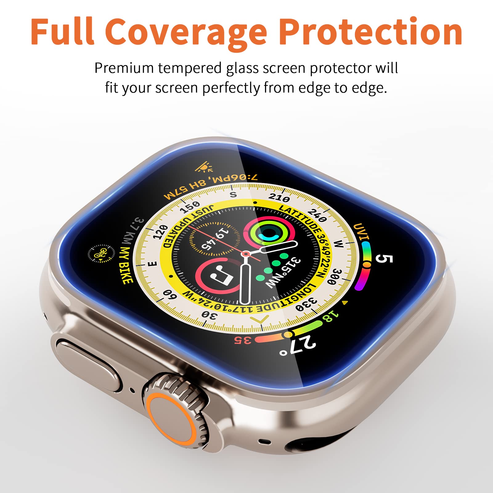 Smiling 3 Pack Tempered Glass Screen Protector with Auto-alignment Installation Frame Compatible with Apple Watch Ultra 2 (2024,2023)/Ultra 49mm, Waterproof HD Screen Protector
