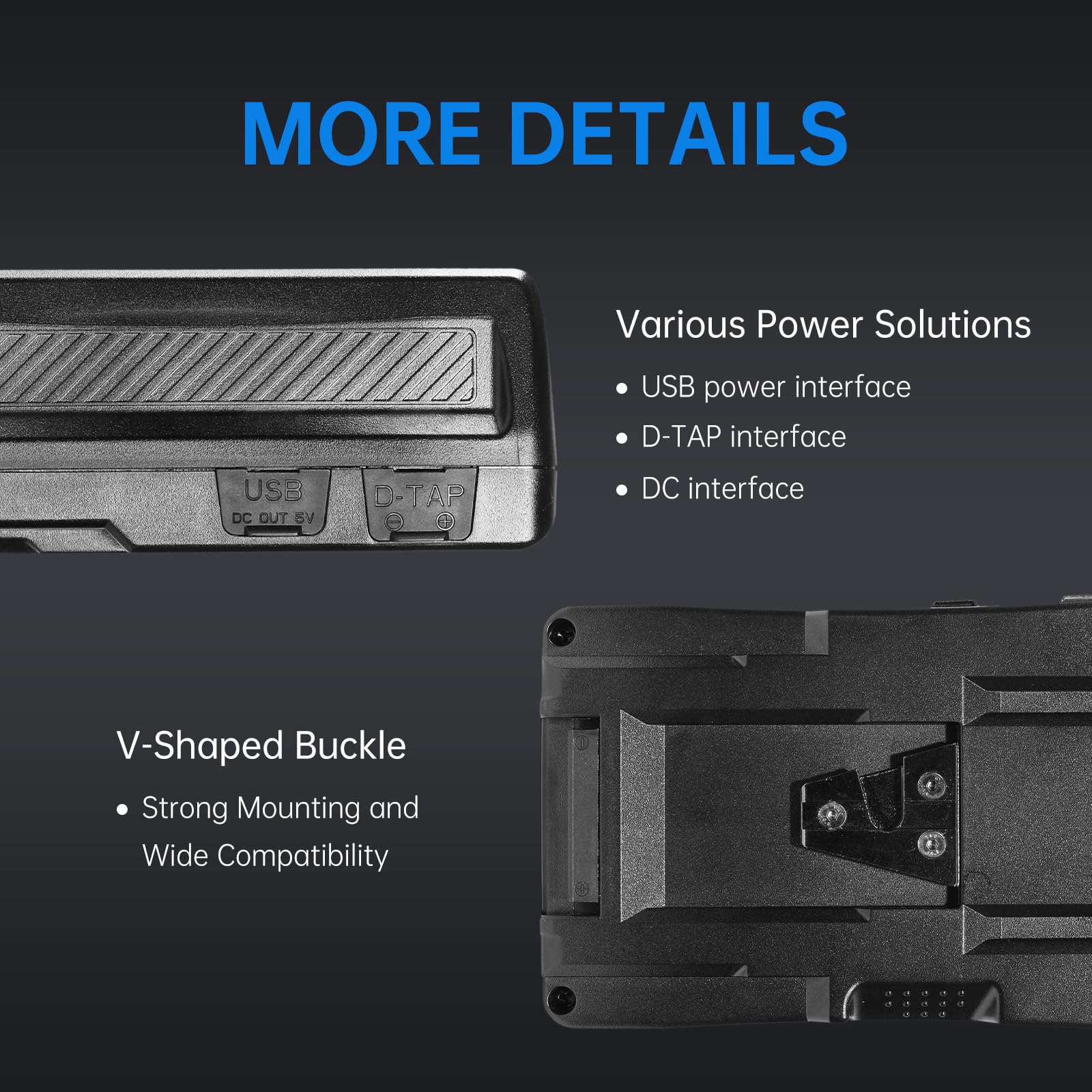 GVM V-Mount Battery with D-Tap and DC Outputs,160WH(10400mAh) V Mount Battery Compatible Video Camera Camcorder Broadcast with D-Tap and DC Outputs USB Ports