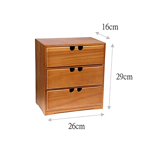 BIZOLE Desktop File Cabinet, Multilayer Wood Desktop Organizer Storage Box with Drawers for Monitor Stand/Printer Platform (Size : 3 Layer)