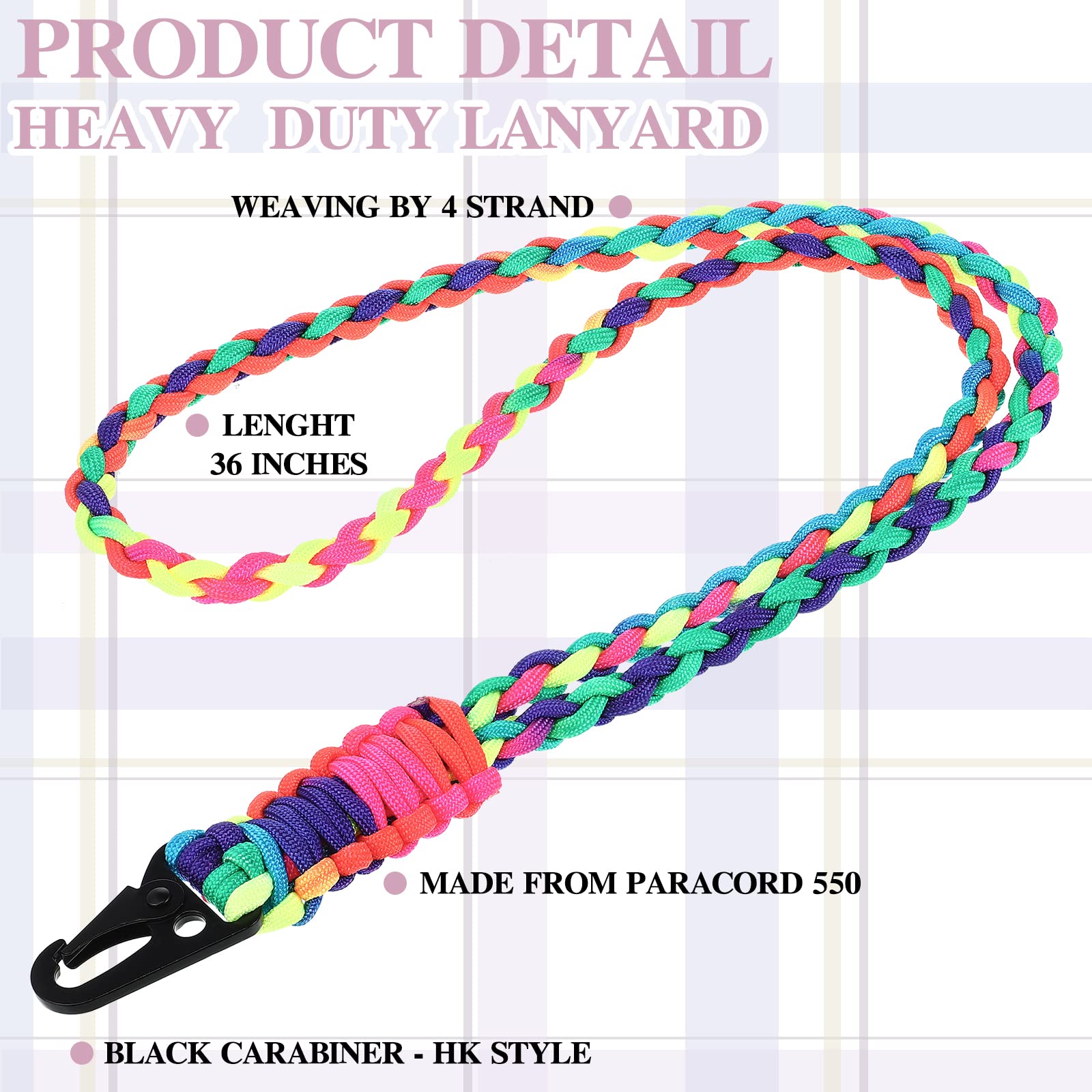 Frienda 2 Set Heavy Duty Paracord Lanyard Necklace Whistles Strap Braided 550 Keychain Lanyard for Outdoor Activities (Dark Camouflage)