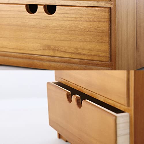 BIZOLE Desktop File Cabinet, Multilayer Wood Desktop Organizer Storage Box with Drawers for Monitor Stand/Printer Platform (Size : 3 Layer)
