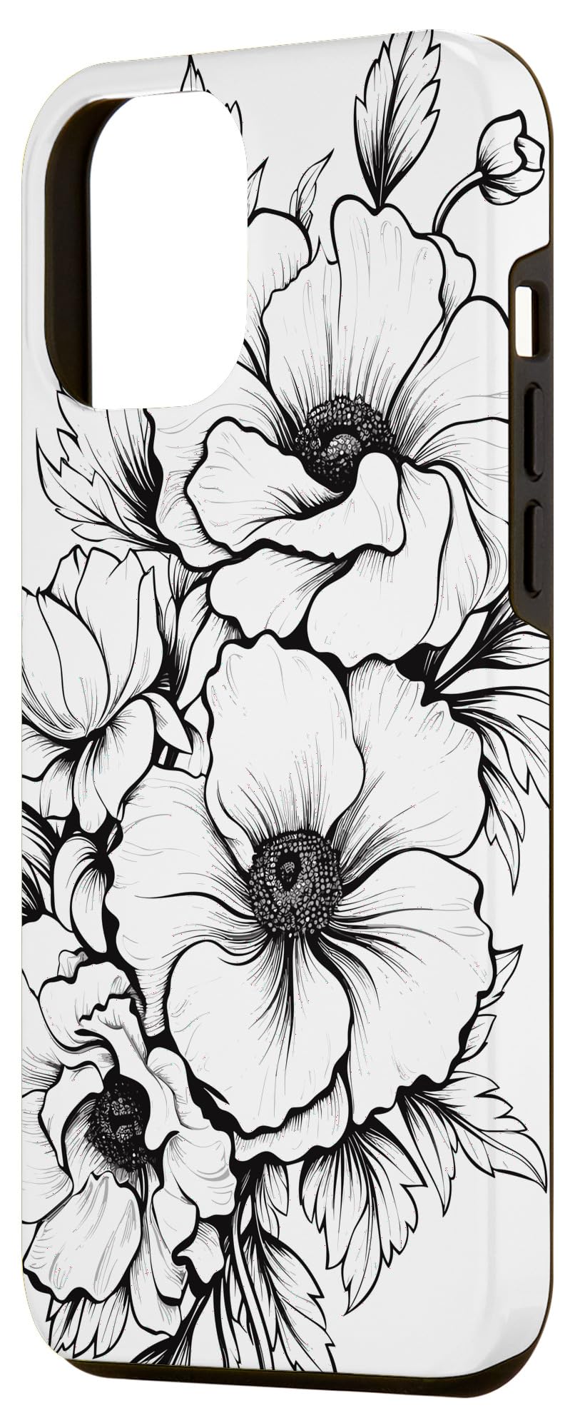 iPhone 14 Plus cute Handdrawn black and white flower garden nature lovers Case
