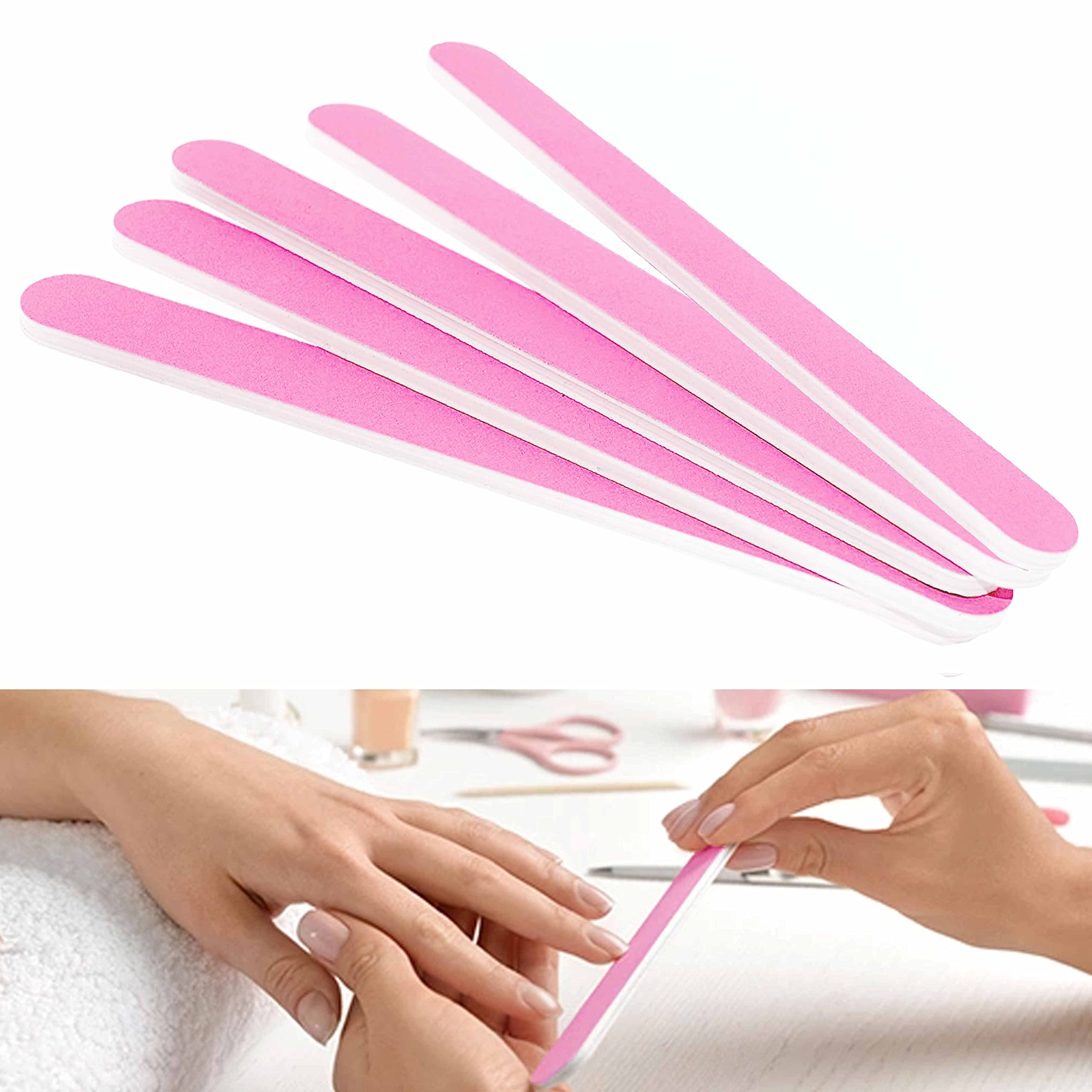 20 Professional Nail File Emery Boards Manicure Double Sided 280 320 Grit Pink